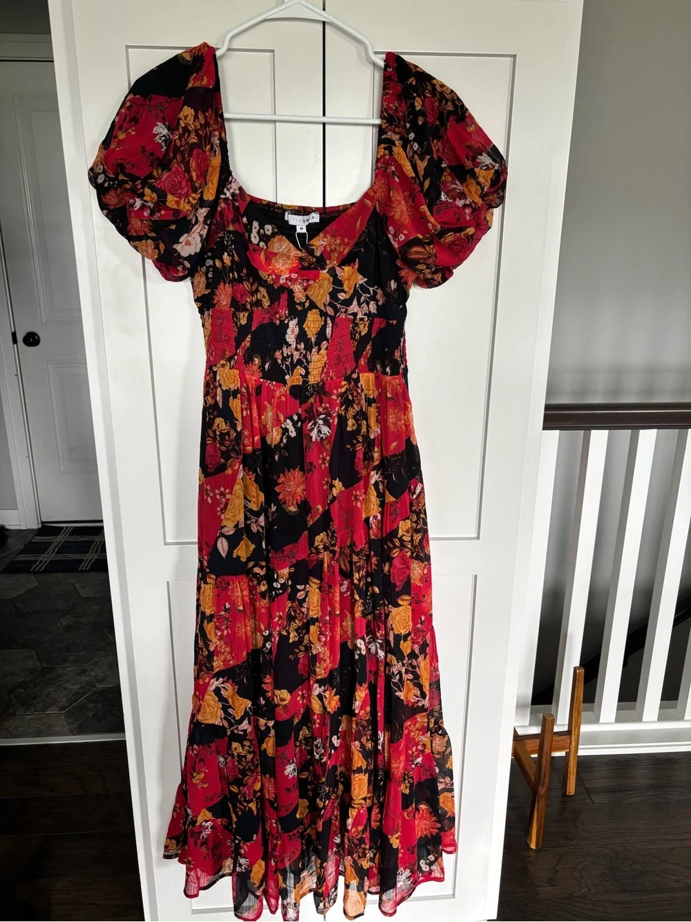 Baltic Born | Dresses | Baltic Born Red And Black Floral Patchwork Maxi ...